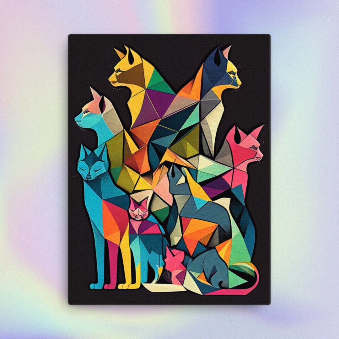 Geometric Wall Arts, Geometric Cat Art, Geometric Patterns, Geometric ...