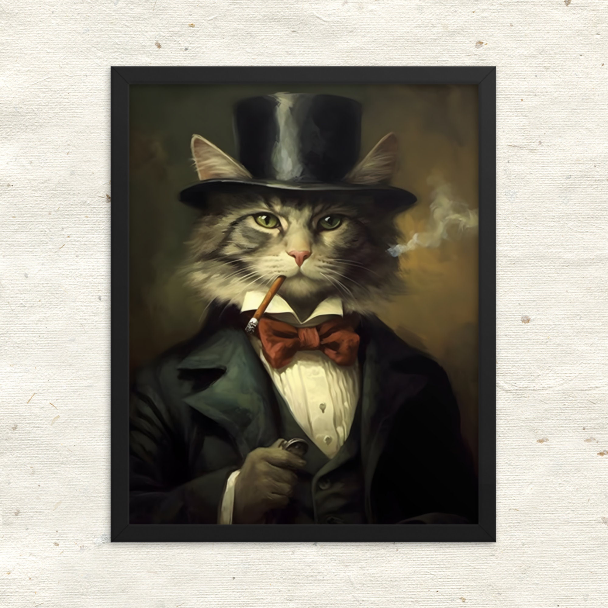 Portrait of a Cat Smoking Cigar, Late Victorian, Gentleman Cat Smoking ...