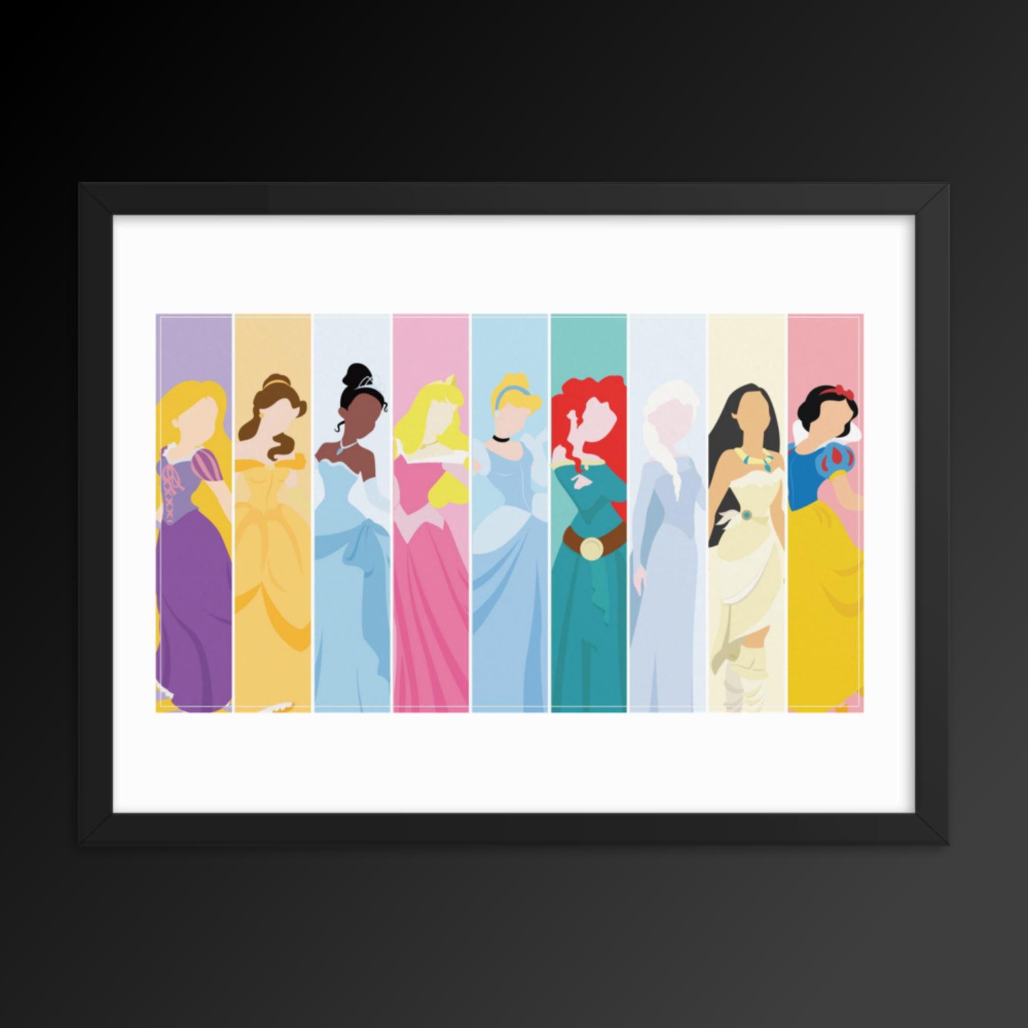 Framed Princess Art Prints for Girls Nursery, Disney Princess Art for ...