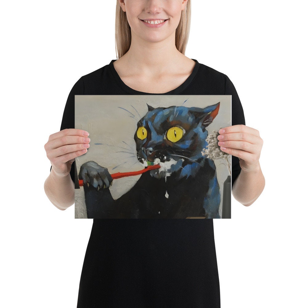 Cat Poster Art, Fun Cat Wall Décor , Cat Portrait, Cat Memorial, Funny ...