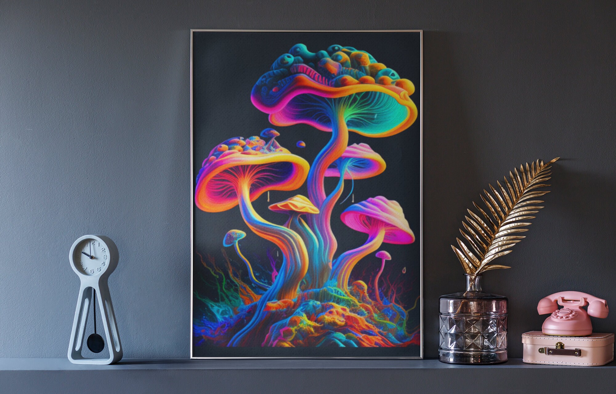 Trippy Rainbow Mushroom Psychedelic Canvas Art Mushroom - Etsy