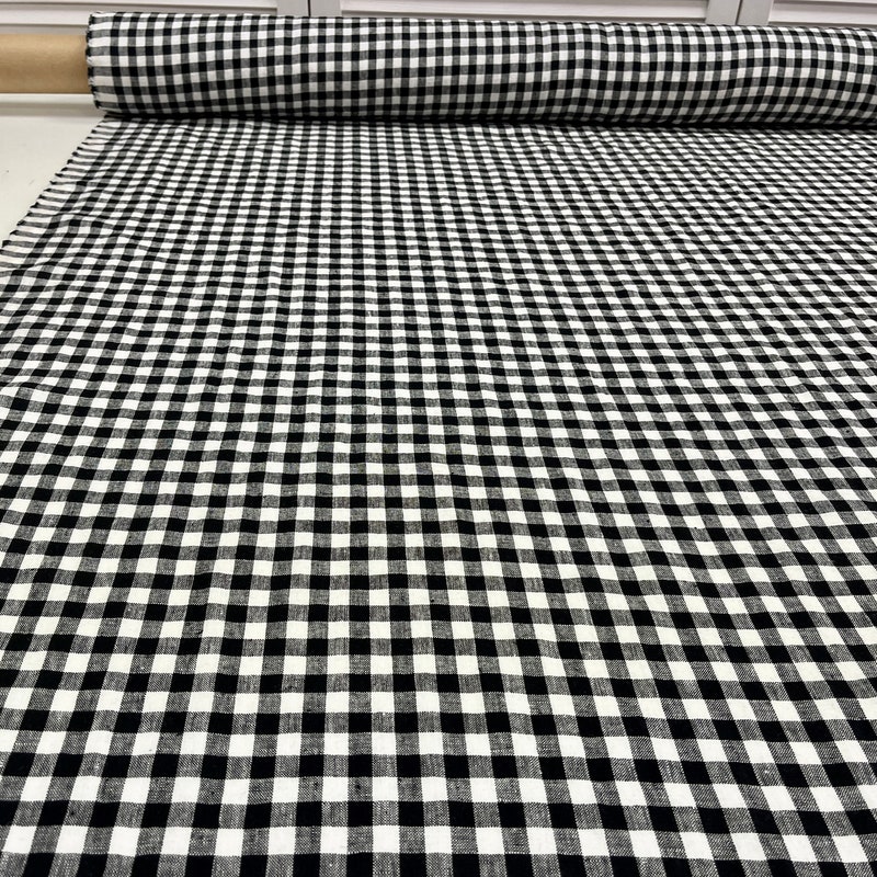 Checked Linen Fabric - Etsy