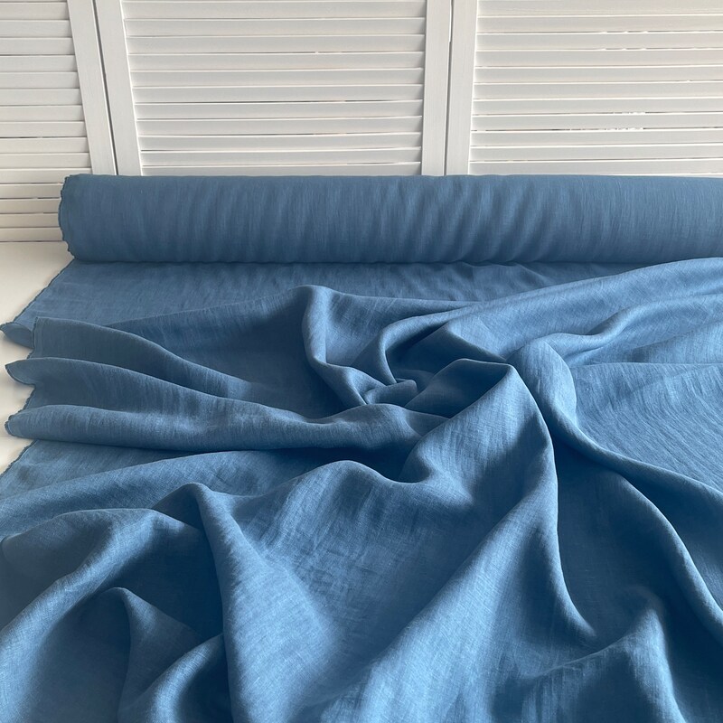 Blue Linen Fabric - Etsy