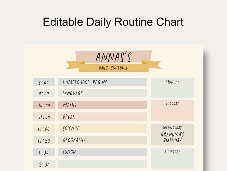 Simple Daily Routine Chart Print for School Kids Includes - Etsy