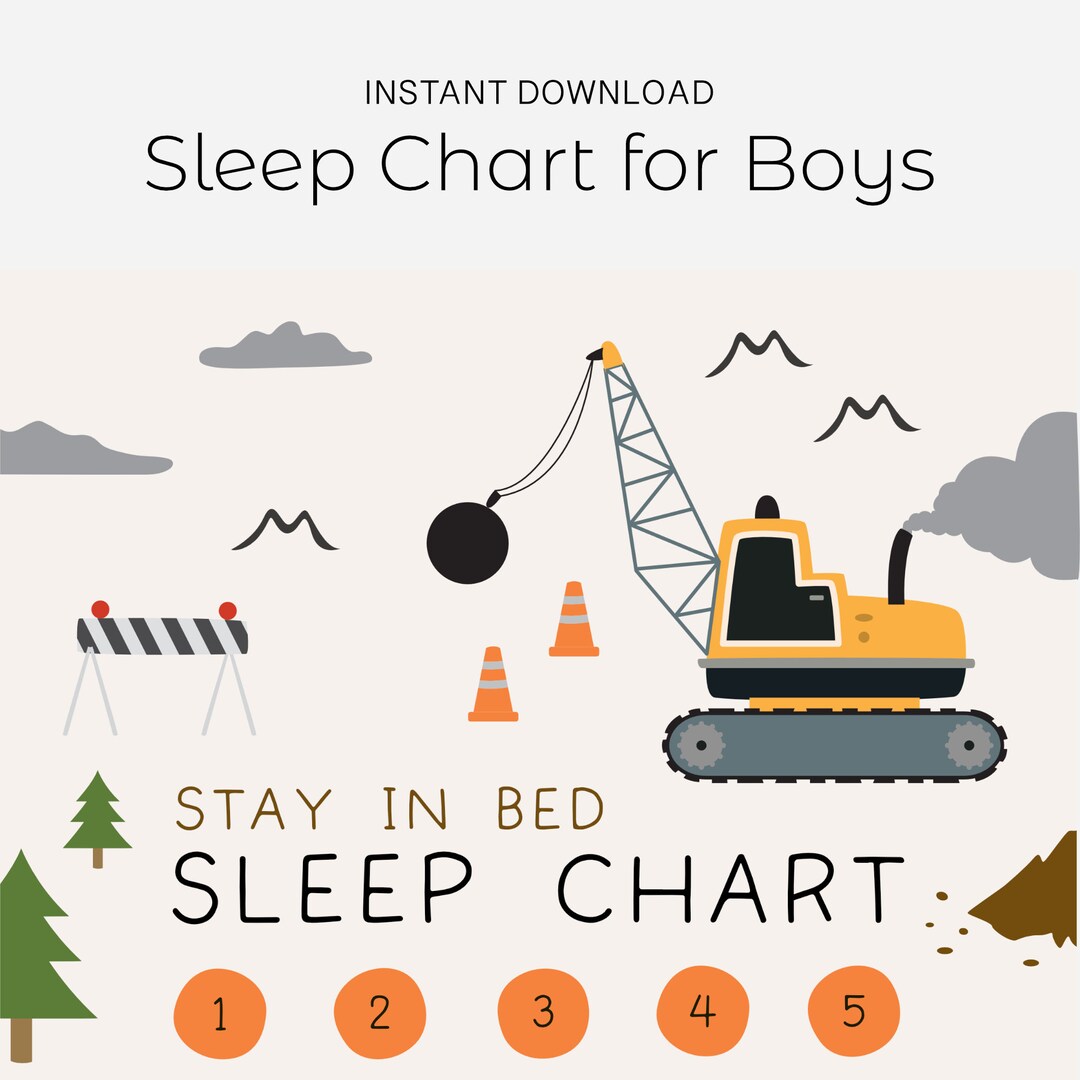 Boys' Construction Sleep Chart Reward Chart for - Etsy