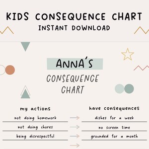 Printable Consequence Chart for Kids Behaviour Actions Have - Etsy