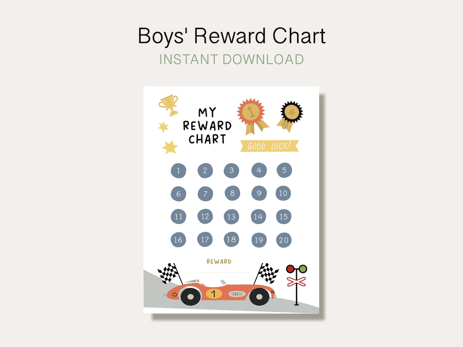 Printable Boys Reward Chart for Goal Setting Commitment - Etsy