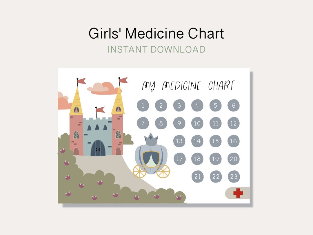 Printable Girls' Medicine Sticker Chart Punctuality Chart - Etsy UK