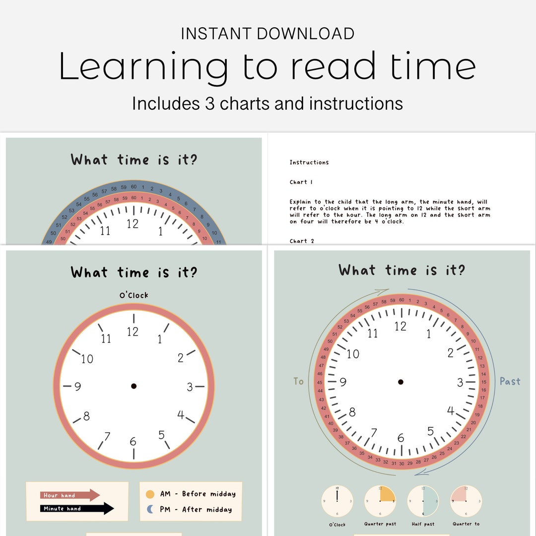 Printable Bundle for Learning Time, Includes 3 Charts for Gradually ...