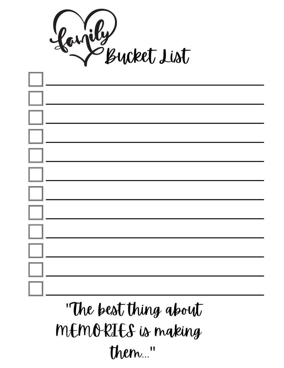 Family Bucket List Printable Bucket List Making Family Etsy Family Bucket List Printable Bucket List Making Family Etsy