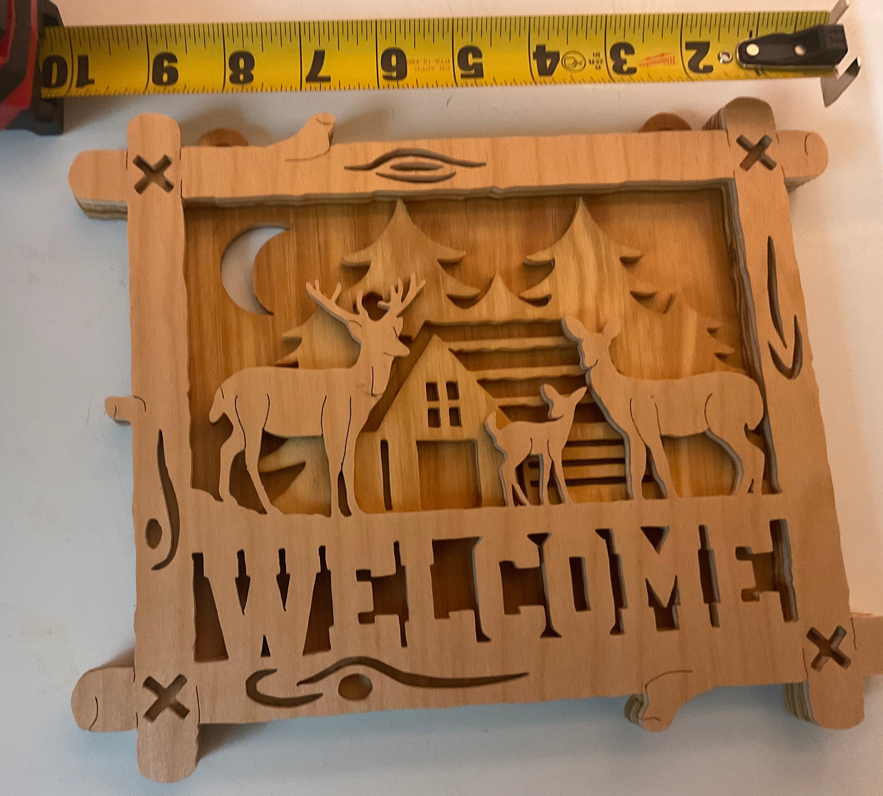 Deer Welcome Sign Handmade on Scroll Saw - Etsy