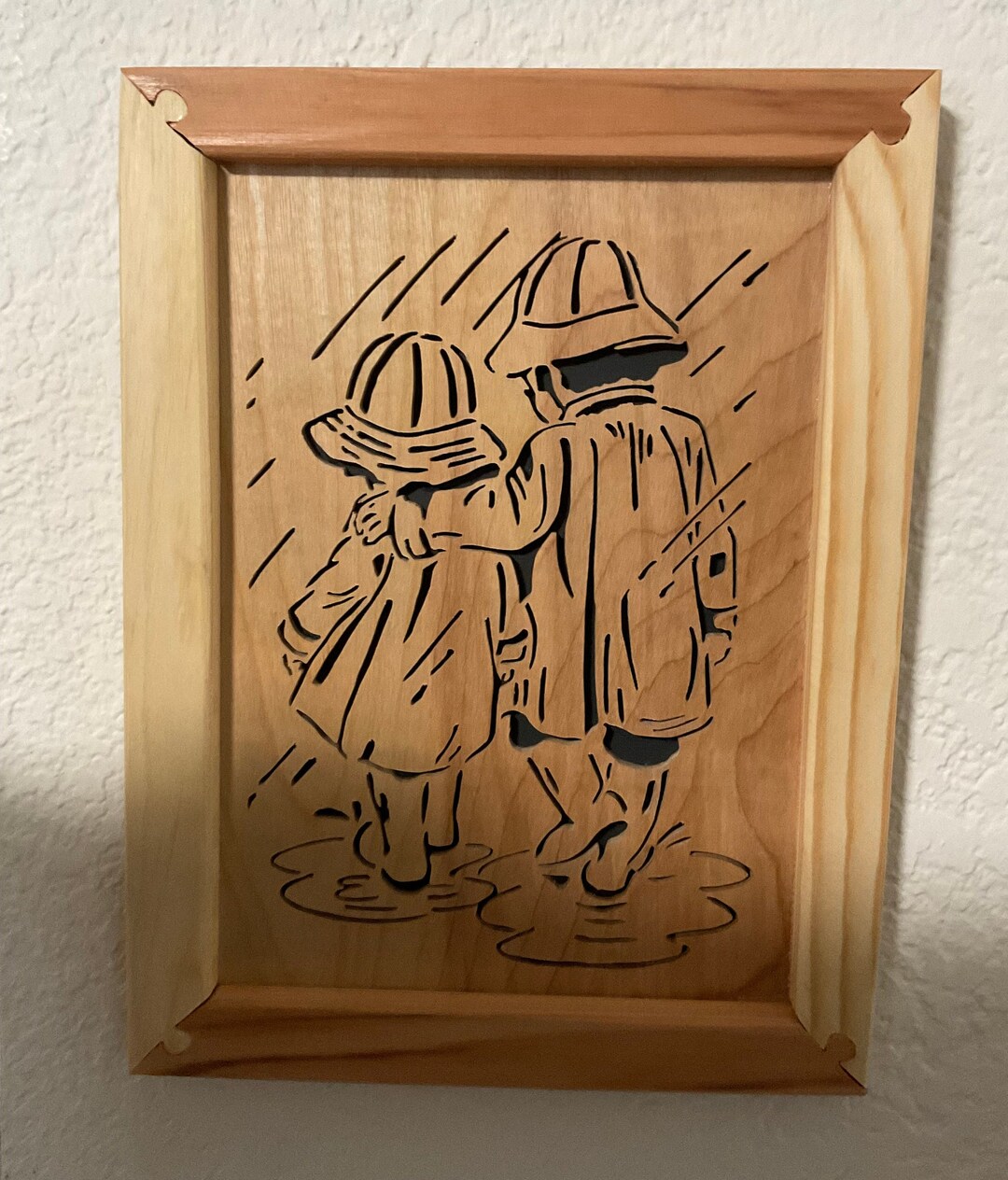 Children Walking in the Rain Scroll Saw Picture - Etsy