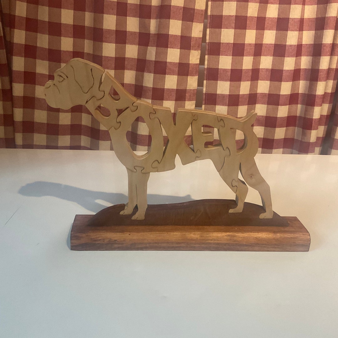 Wooden Boxer Puzzle Freestanding - Etsy