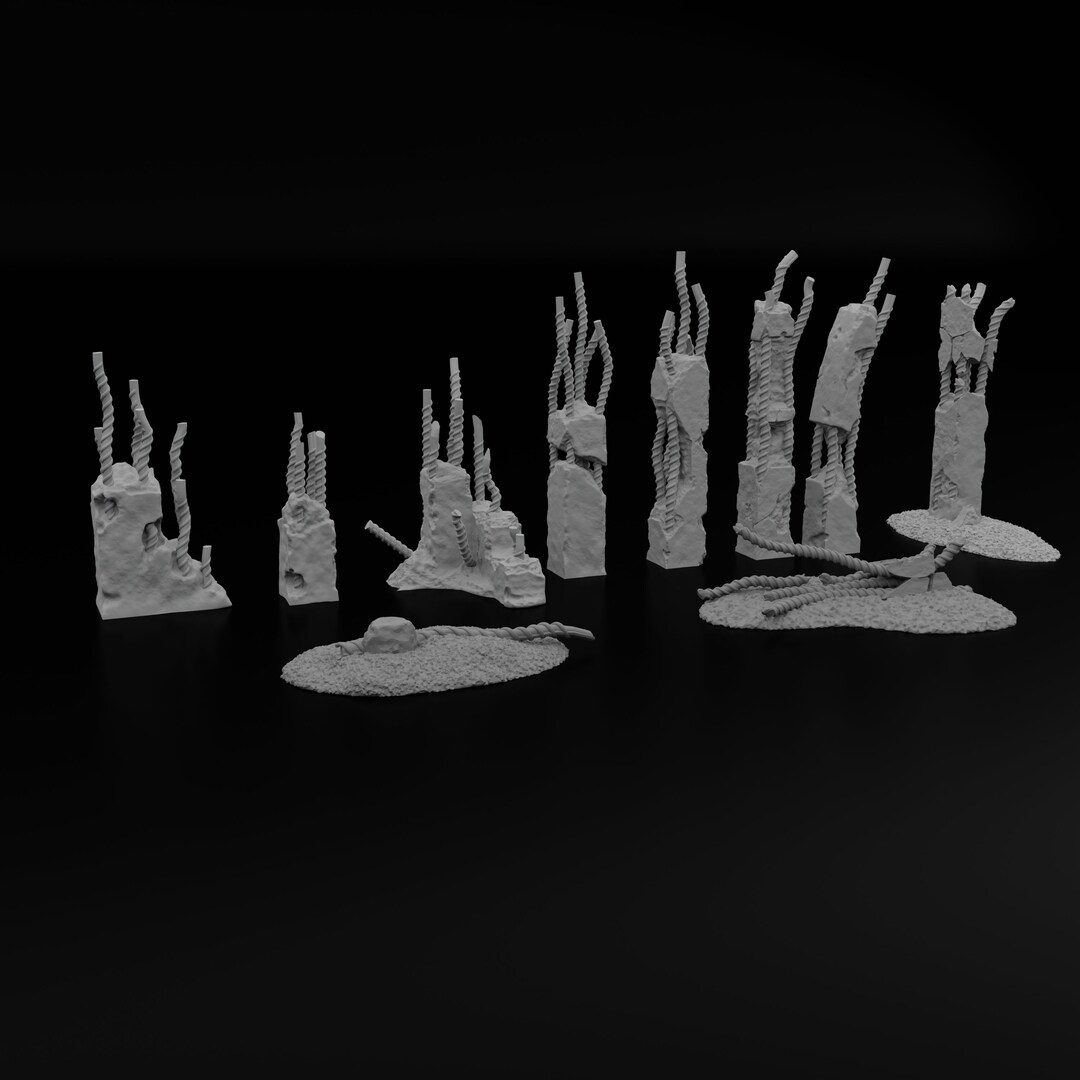 Wargames Basing Terrain 3d Printed. Broken Concrete Pillars Basing Decorations Resin - Etsy UK
