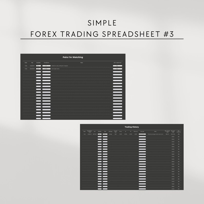Simple Forex Trading Spreadsheet #3 - Etsy