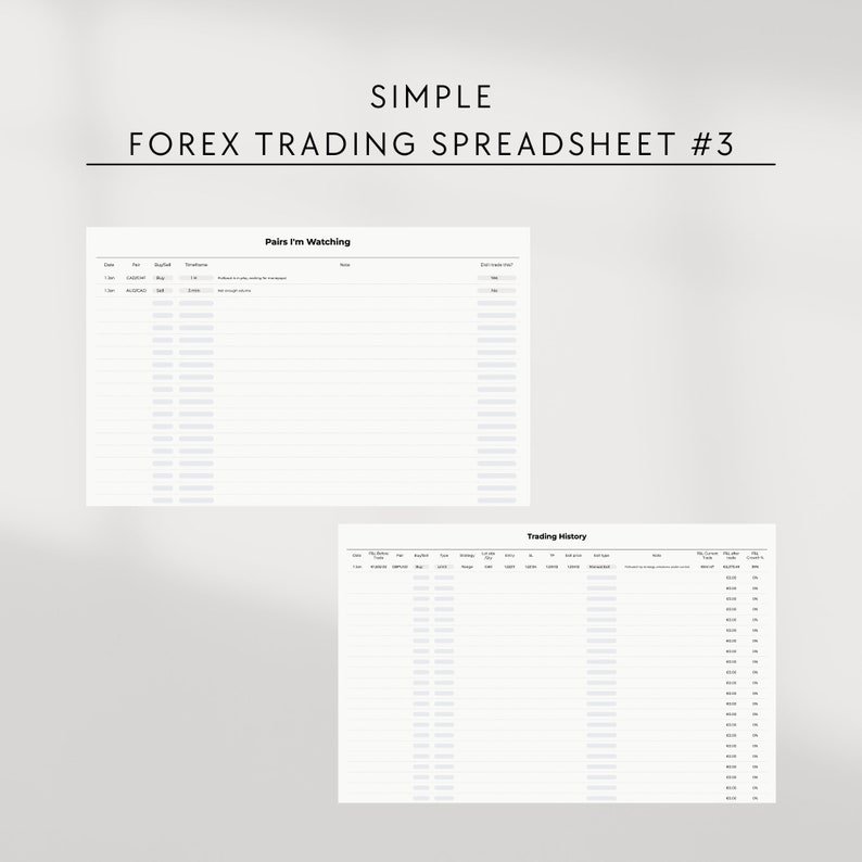 Simple Forex Trading Spreadsheet #3 - Etsy