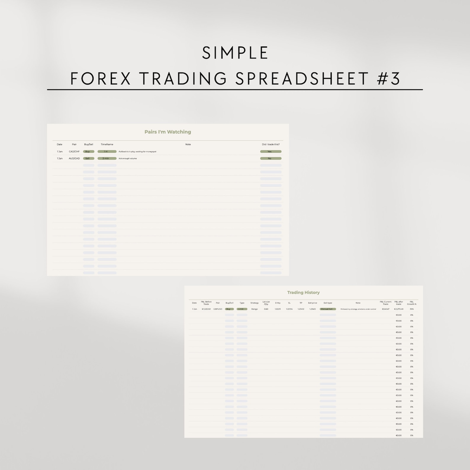 Simple Forex Trading Spreadsheet #3 - Etsy