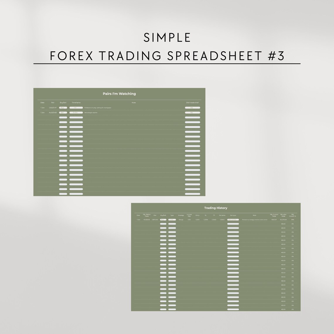 Simple Forex Trading Spreadsheet 3 - Etsy
