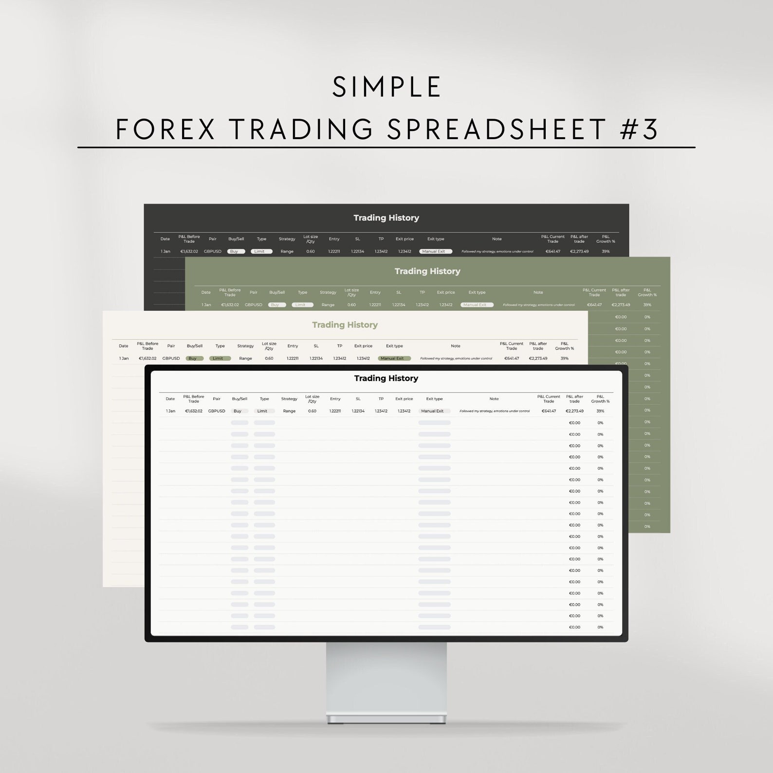 Simple Forex Trading Spreadsheet #3 - Etsy