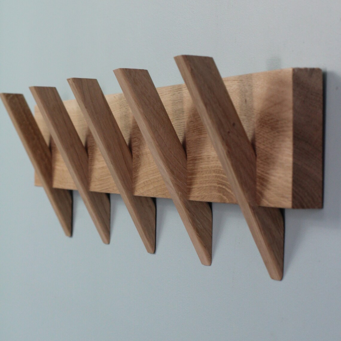 Modern Oak Rack With 4-5-6-7-8 Hooks/ Wall Mount Coat Rack/ Oak Coat ...