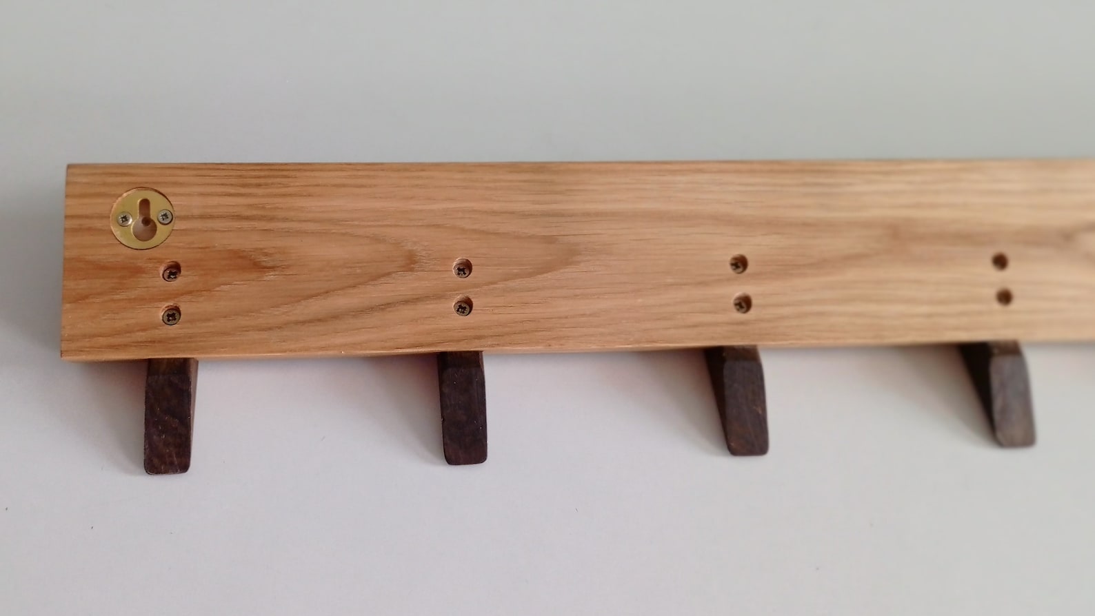 Modern Wall Oak Rack With 4-5-6-7-8 Fumed Oak Hooks/ Modern Oak Rack ...