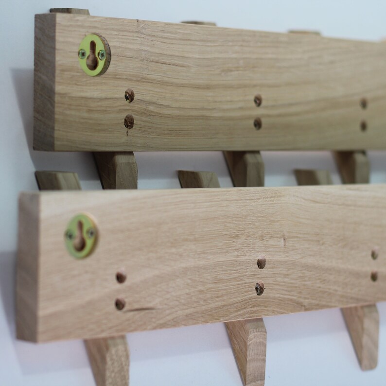 Modern Oak Rack With 4-5-6-7-8 Hooks/ Wall Mount Coat Rack/ Oak Coat ...