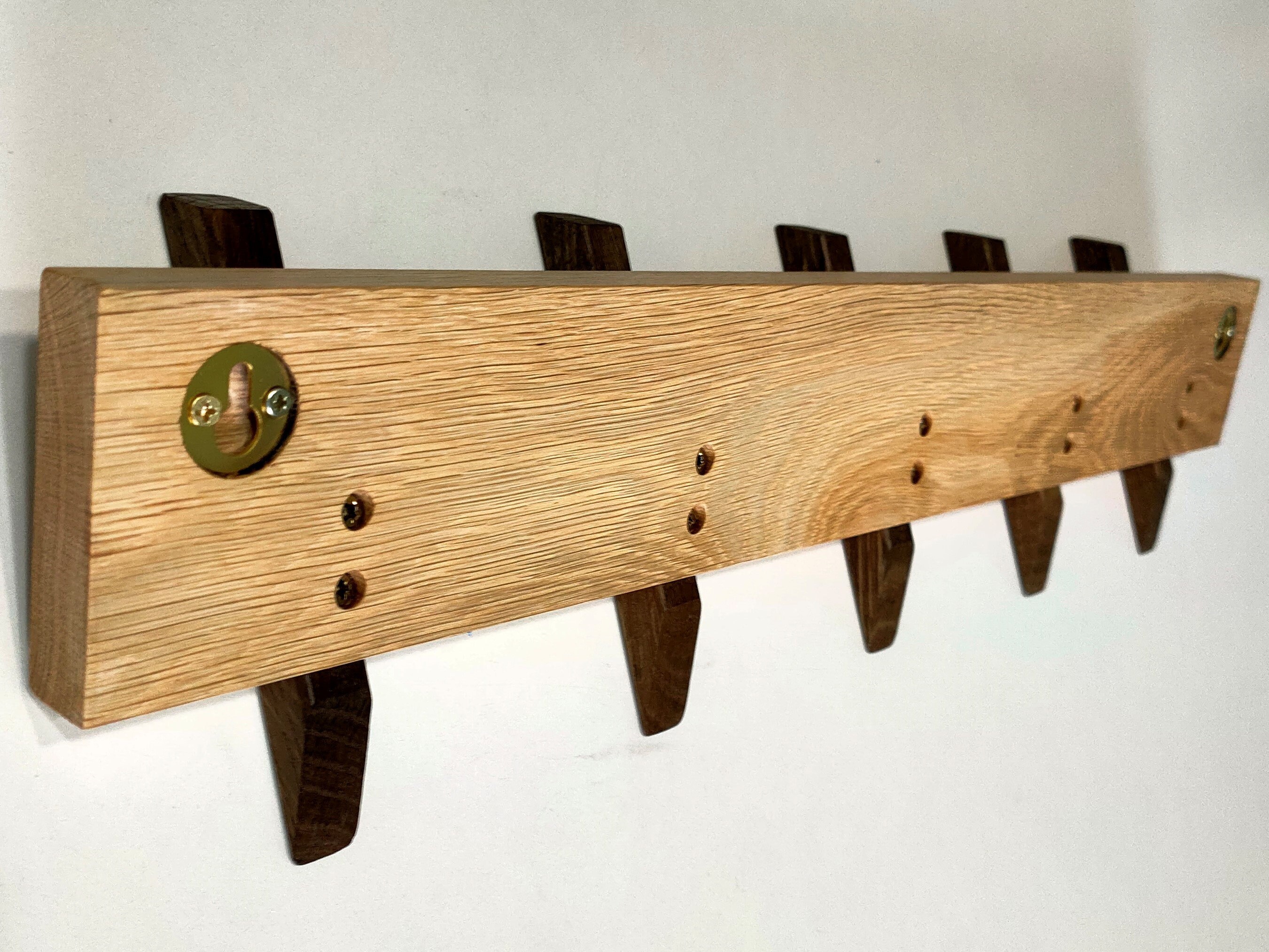 Wall Mount Coat Oak Rack With 4-5-6-7-8 Fumed Oak Hooks/ Oak Coat Rack ...