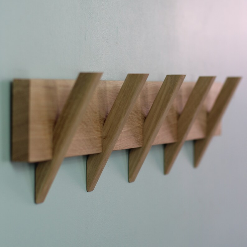 Modern Oak Rack With 4-5-6-7-8 Hooks/ Wall Mount Coat Rack/ Oak Coat ...