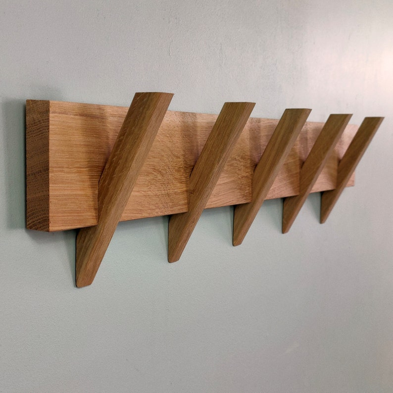 Wall Oak Rack With 4-5-6-7-8 Hooks/ Wall Mount Coat Rack/ Oak - Etsy