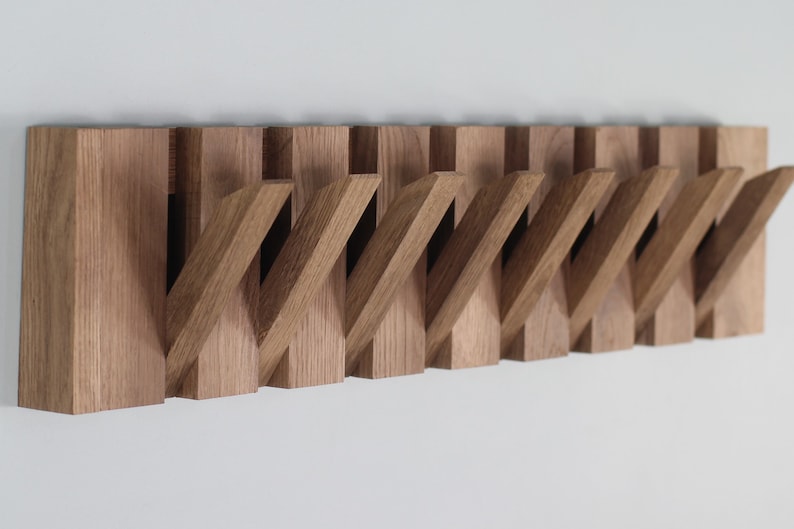 Modern Piano Wall Fumed Oak Coat Rack Flip Down Wall Coat - Etsy