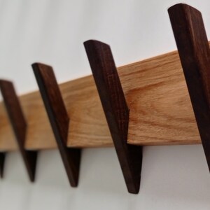 Modern Wall Oak Rack With 4-5-6-7-8 Fumed Oak Hooks/ Modern Oak Rack ...