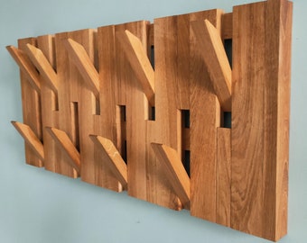 Piano Wall Oak Coat Rack, Wooden Wall Hanger, Flip Down Wall Coat Rack ...