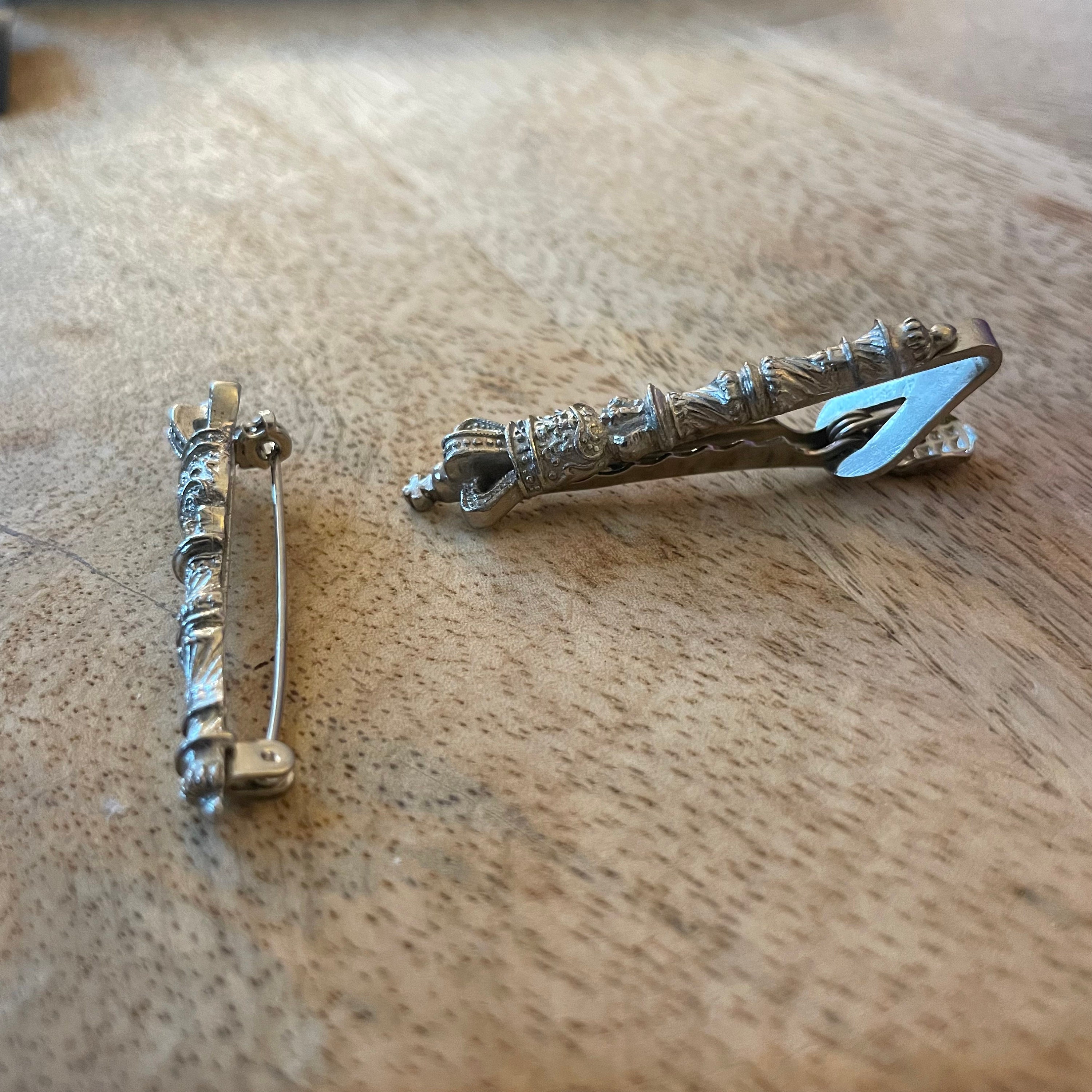 Vintage Balfour Scepter Brooch and Tie Clip Pewter - Etsy
