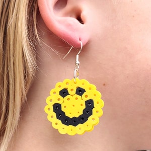 Cute Smiley Face Perler Bead Earrings - Etsy