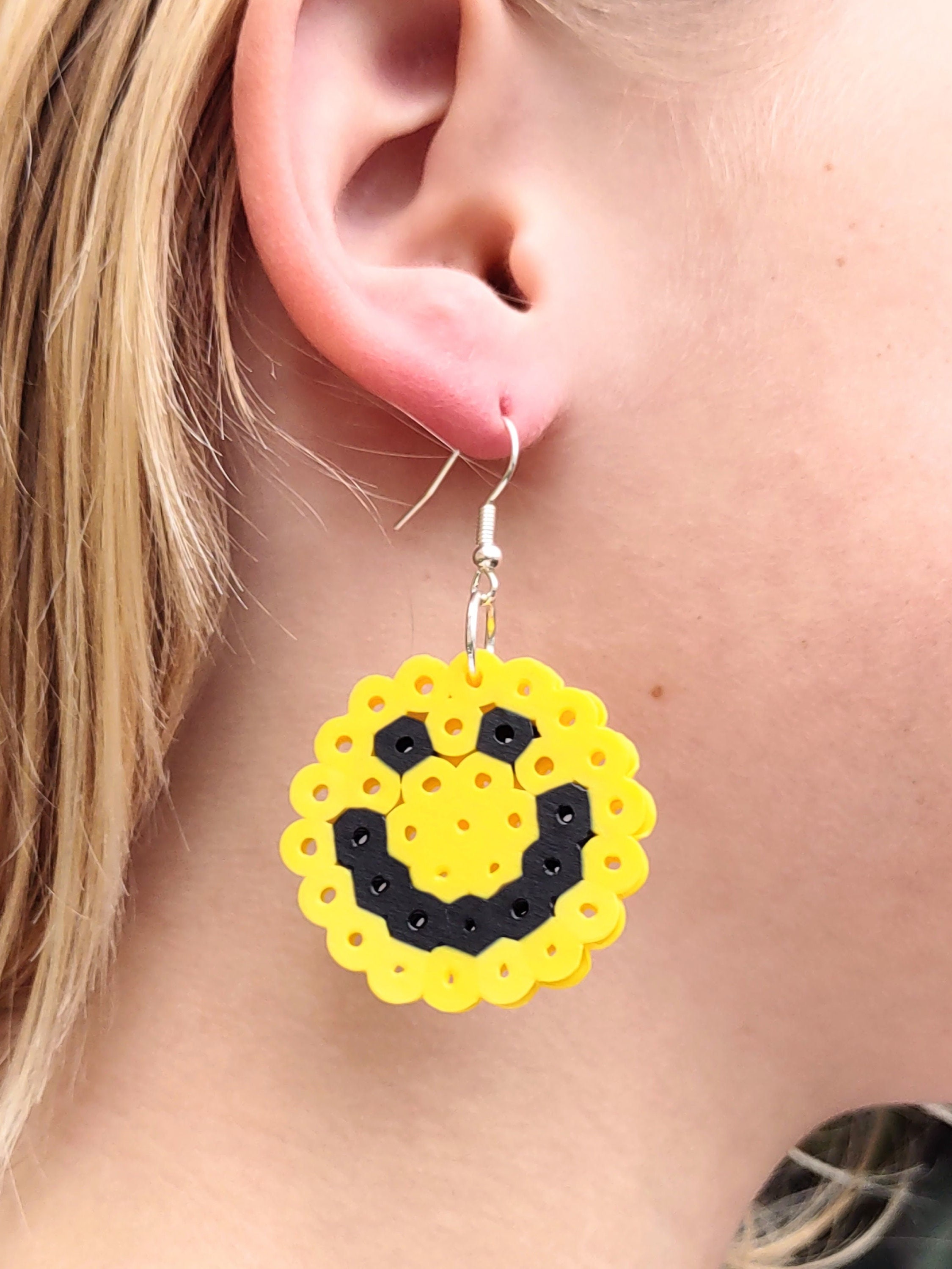 Cute Smiley Face Perler Bead Earrings - Etsy