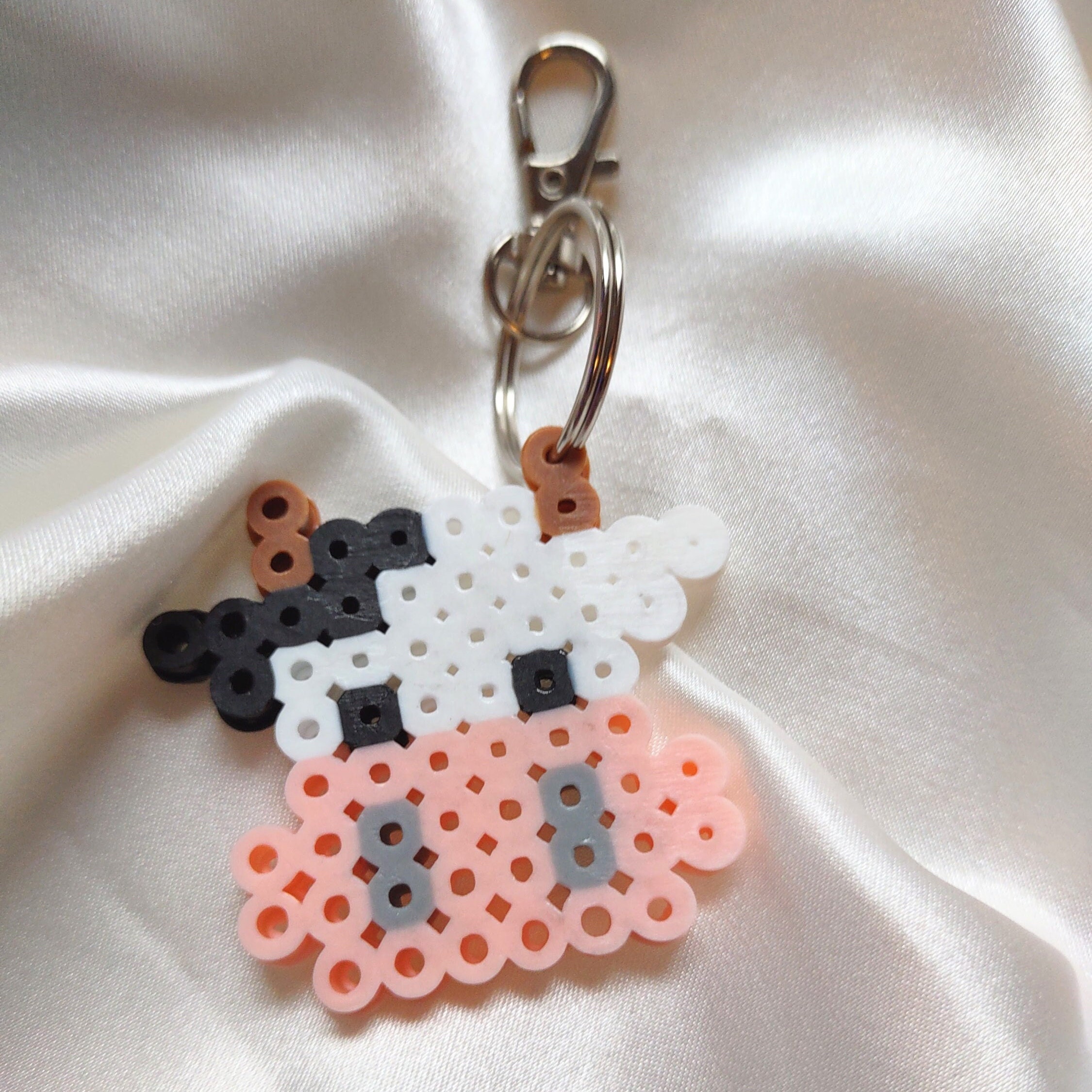 Cute Perler Bead Cow Keychain - Etsy