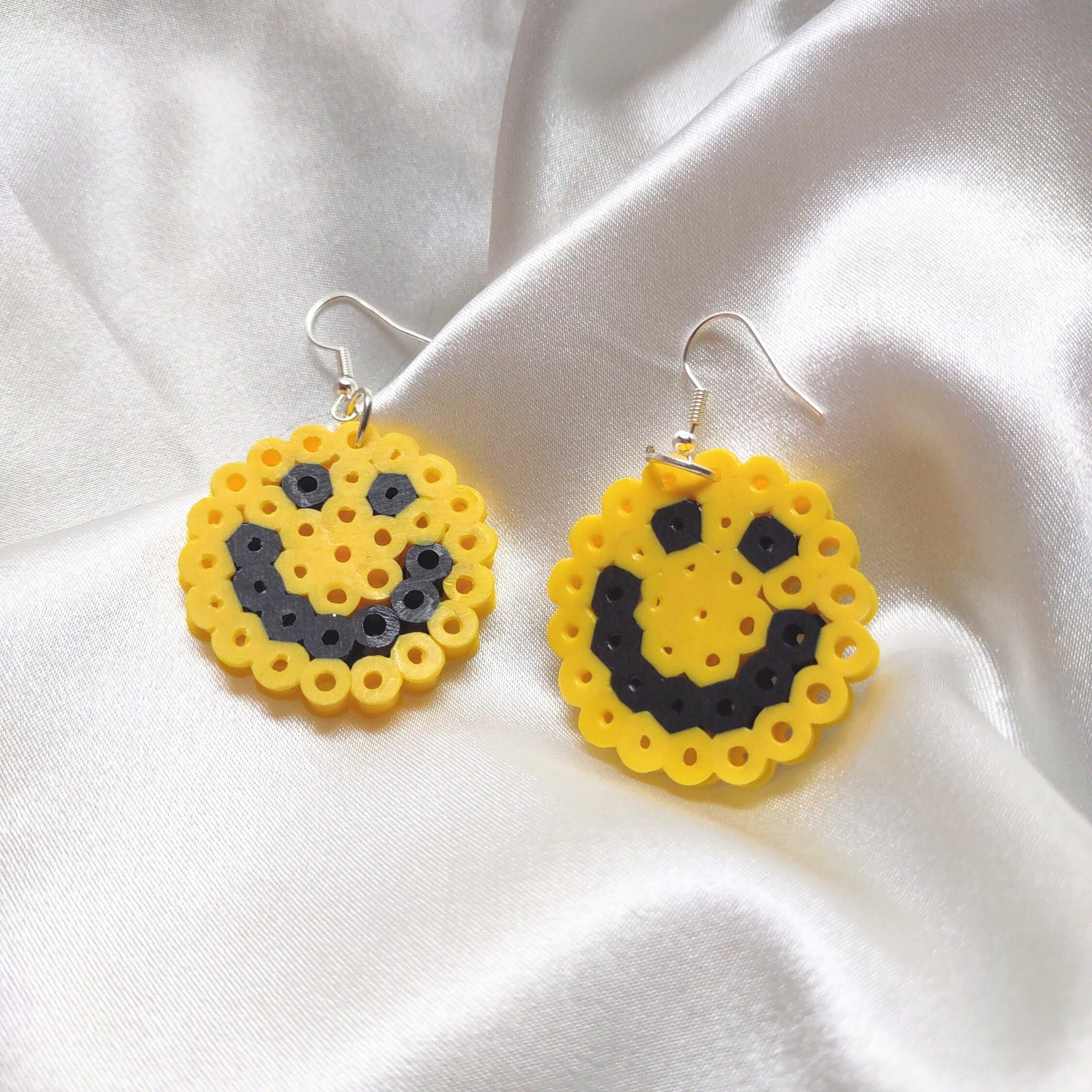Cute Smiley Face Perler Bead Earrings - Etsy