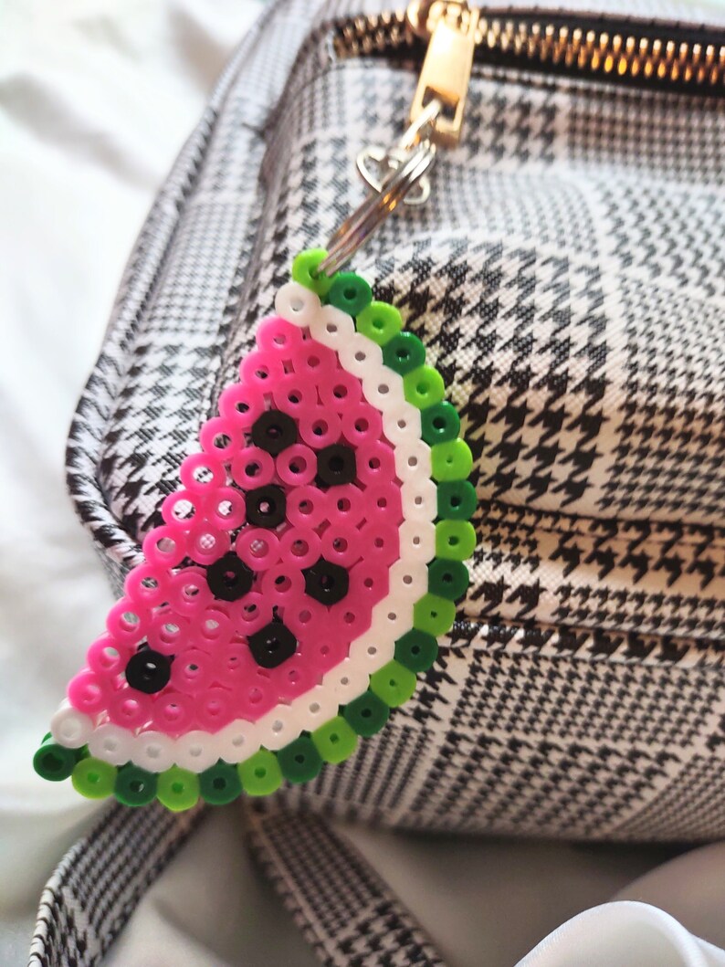 Cute Watermelon Perler Bead Keychain - Etsy