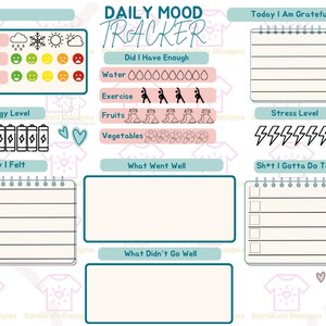 Daily Mood Chart- Digital Download - Etsy