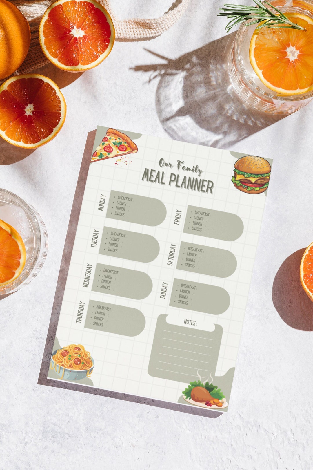 Weekly Meal Planner Printable, 7 Day Menu Planner, Meal Prep Planner ...