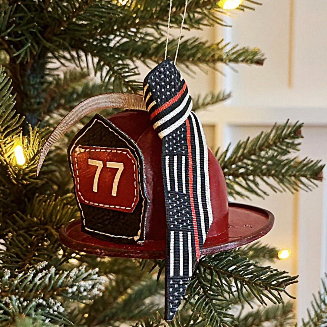 Holiday Firefighter Helmet Christmas Ornament Personalized Fireman ...