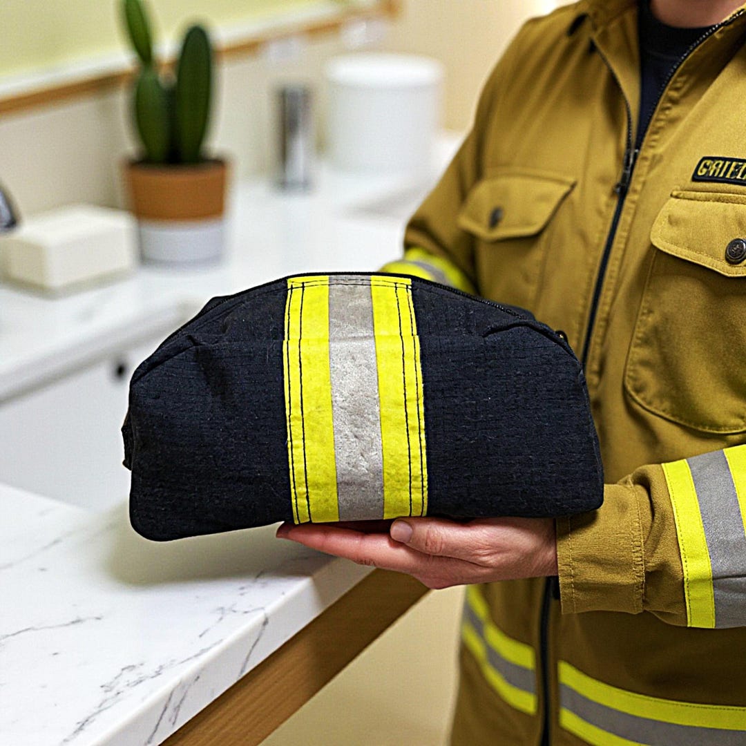 Handmade Firefighter Toiletry Bag Custom Fire Gear Pouch Durable ...