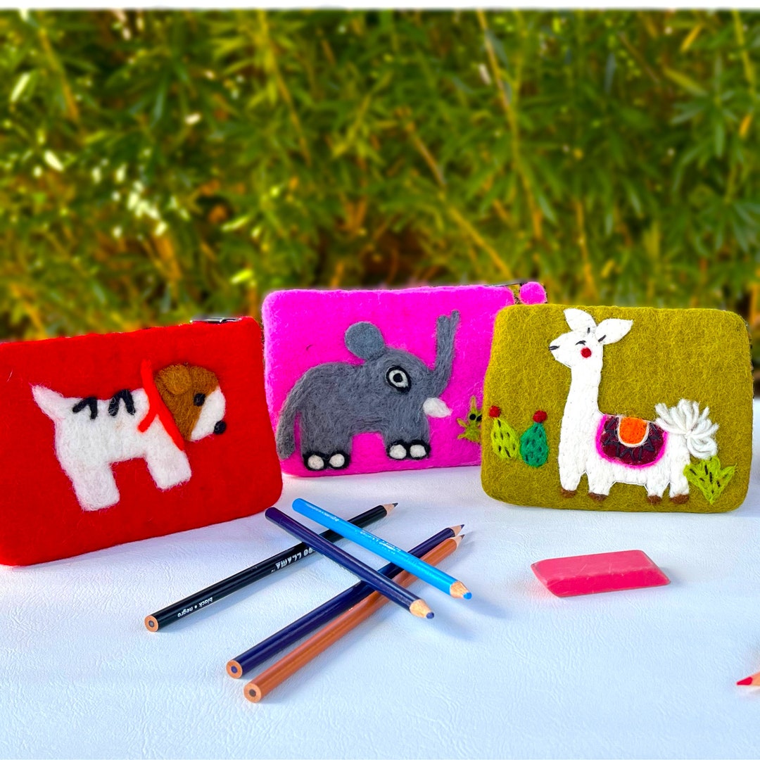 Wool Small Handmade Felted Purse Kids Wool Pouch Wallet Bag Animals ...