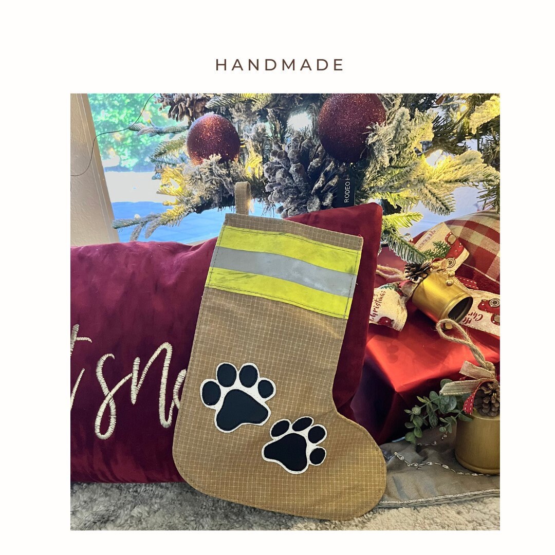 Firefighter Christmas Dog Paw Stocking Personalized Pet Stockings ...