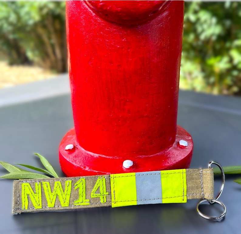 Personalized Firefighter Gear Keychain, Custom Ladder Number Gift ...