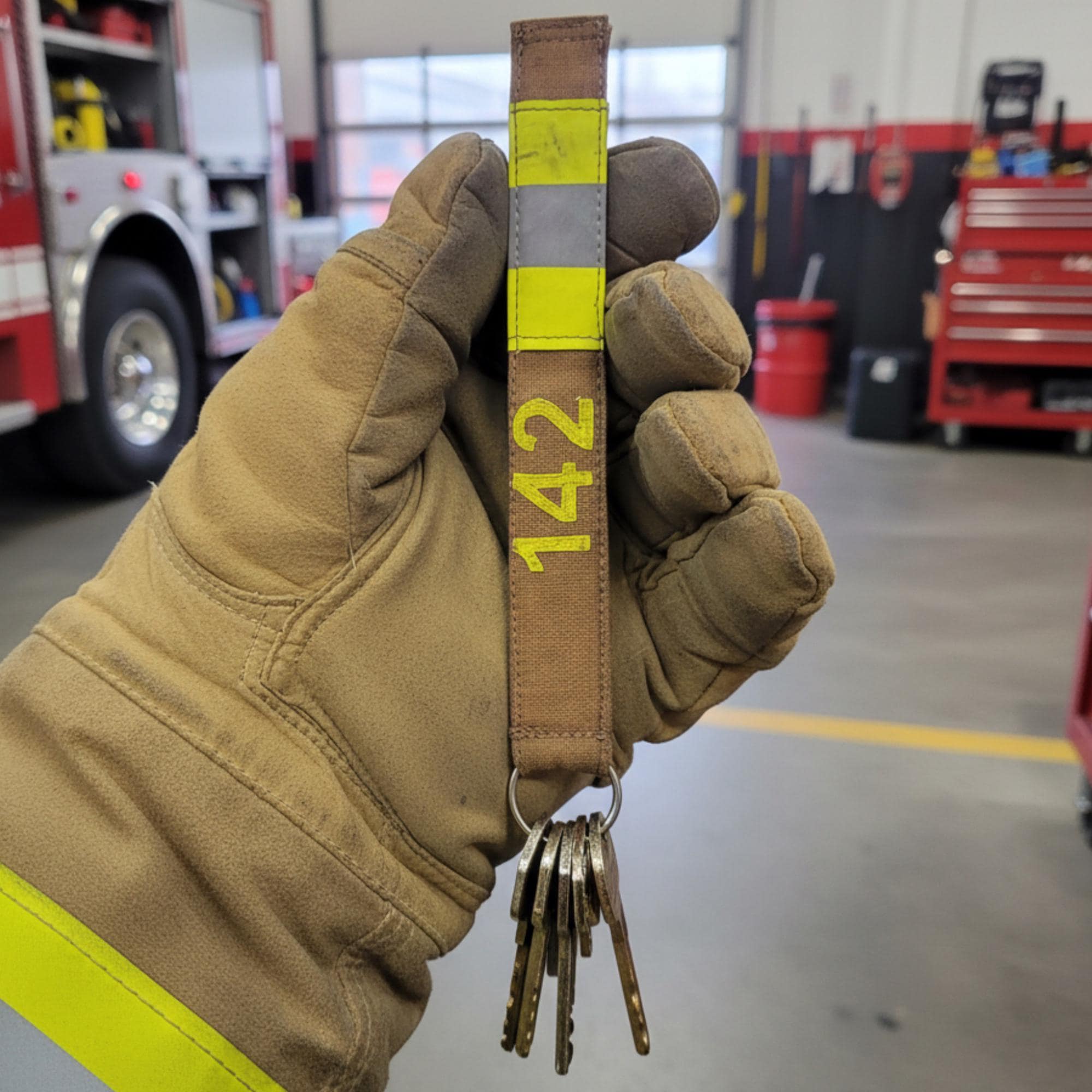 Personalized Firefighter Gear Keychain, Custom Ladder Number Gift ...