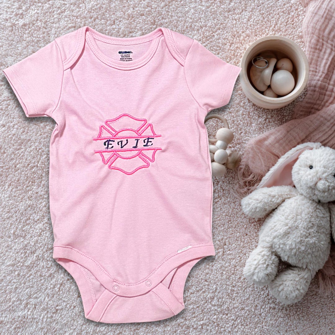 Firefighter Baby Girl Custom Newborn Embroidered Bodysuit Meaningful ...