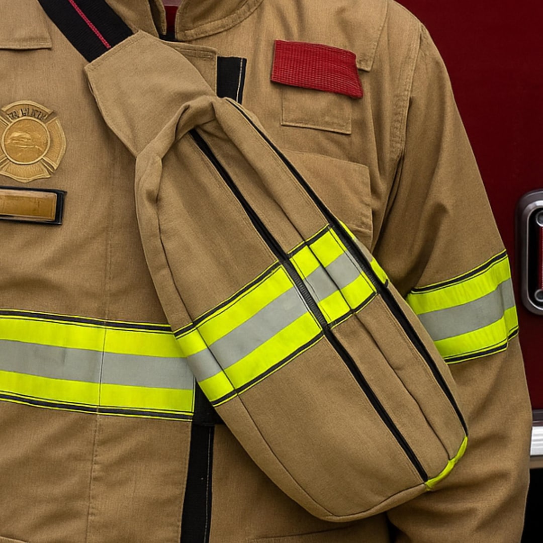 Handmade Firefighter Turnout Gear Fanny Sling Bag Reflective Crossbody ...