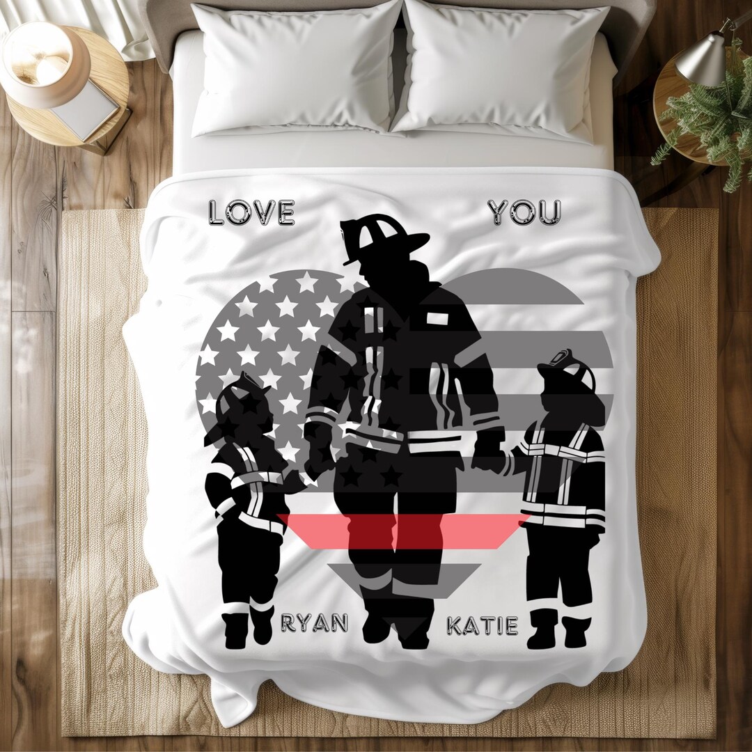 Personalized Firefighter Father's Day Dad Custom Blanket Gift for Him ...
