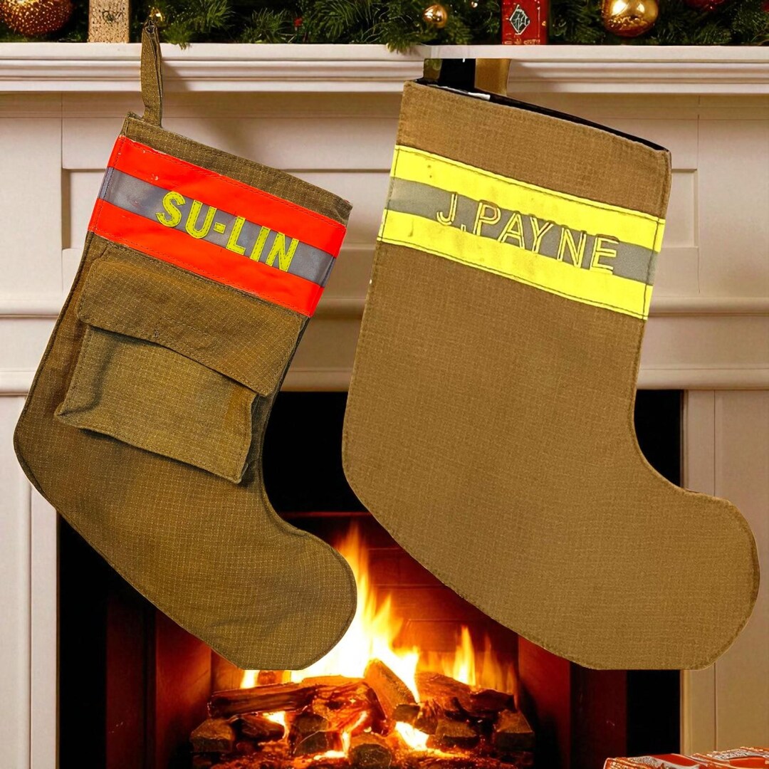 Firefighter Christmas Stocking Personalized Reflective Name Stripe ...